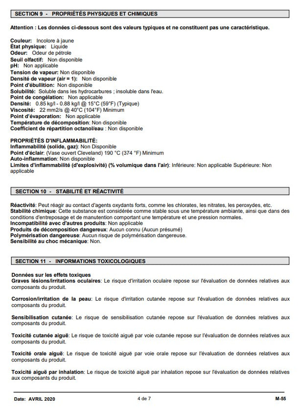 LUBRIFIANT INDUSTRIEL M55 (CANETTE) — Coventa Inc.